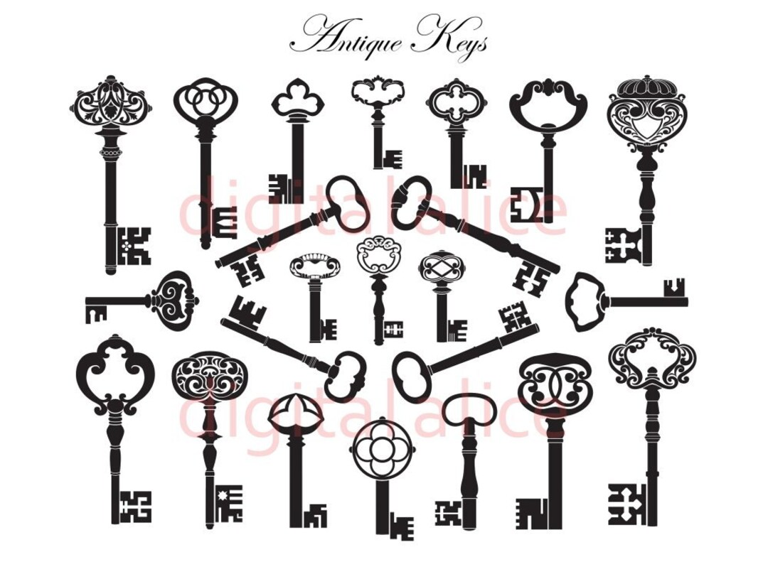 ANTIQUE KEYS - Digital Download - Collage Sheet Printable - KEY Chart ...