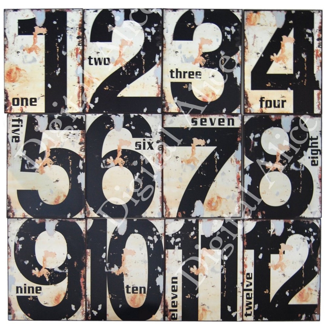RUSTY NUMBERS - Industrial Numbers -instant Download Digital Printable ...
