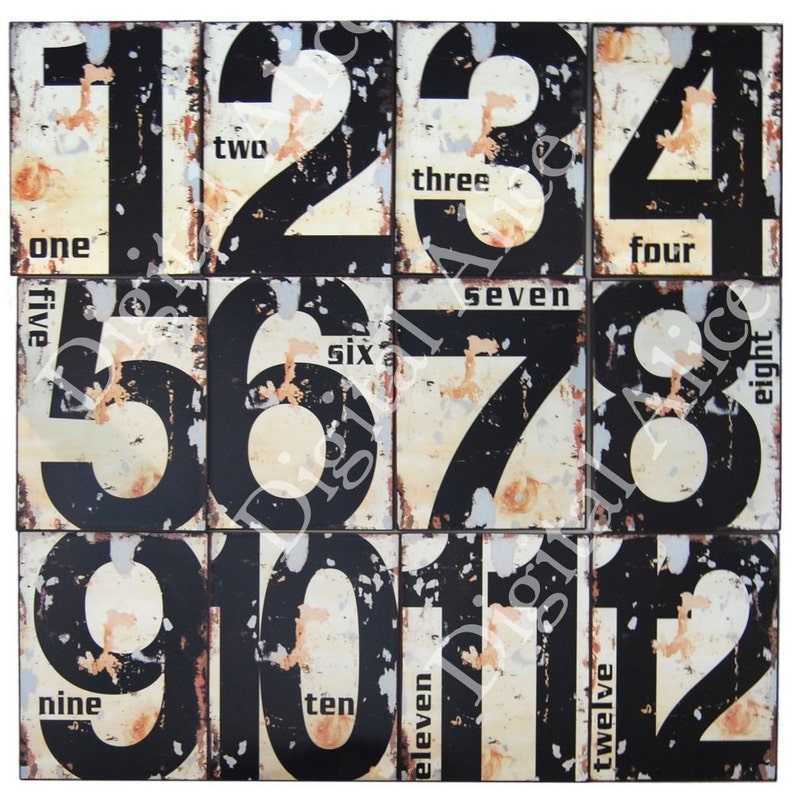 Old RUSTY NUMBER Craft Circles Vintage Licence Plate Numbers | Etsy