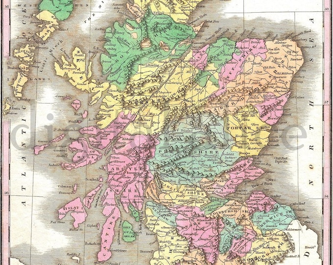 Vintage MAP of SCOTLAND Instant Download Digital Printable Old Antique ...