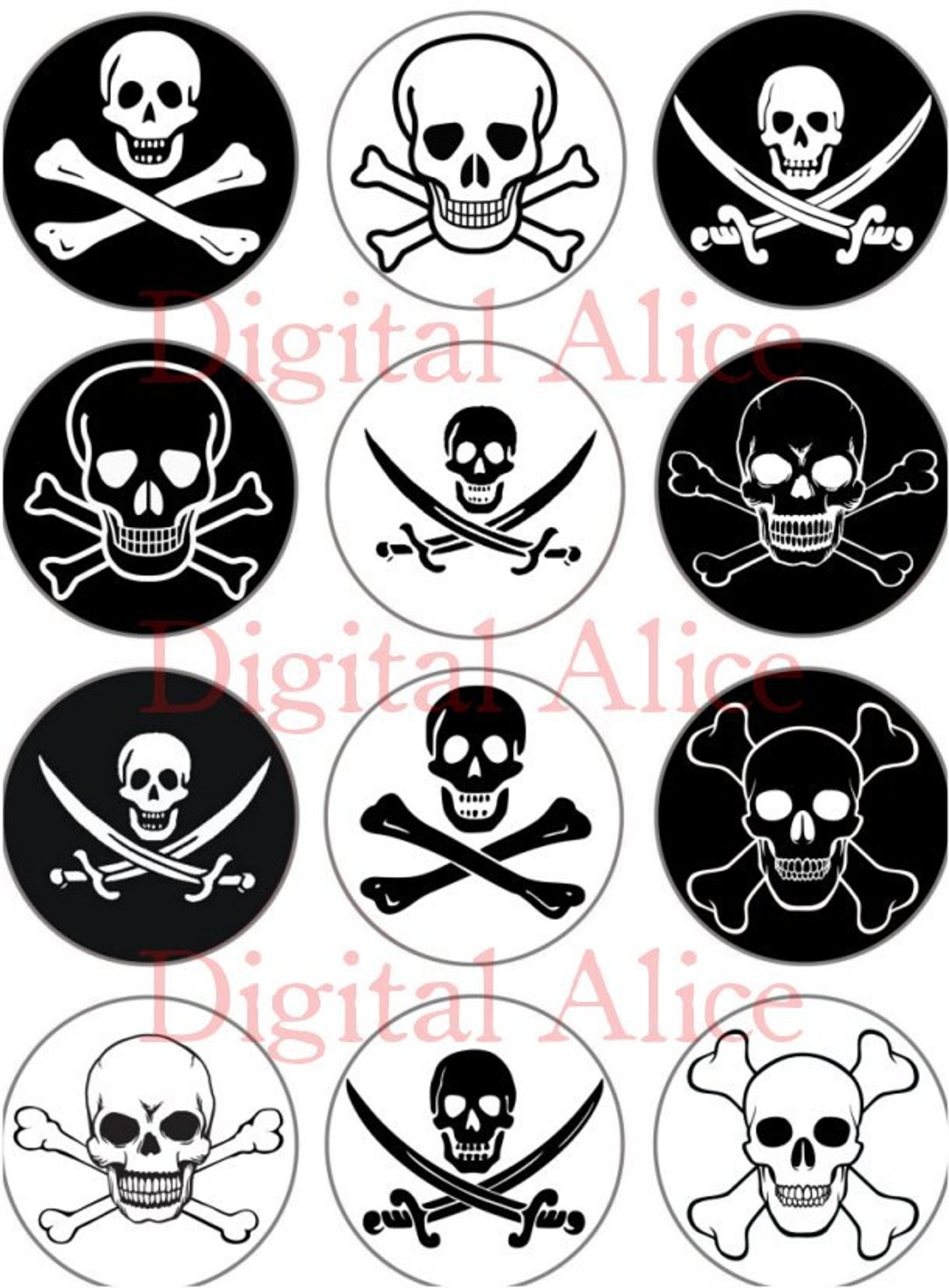 SKULLS Craft Circles Halloween Pirates Poison Instant - Etsy