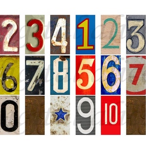 Vintage FUNKY RUSTY NUMBERS Rectangles - Instant Download Digital ...