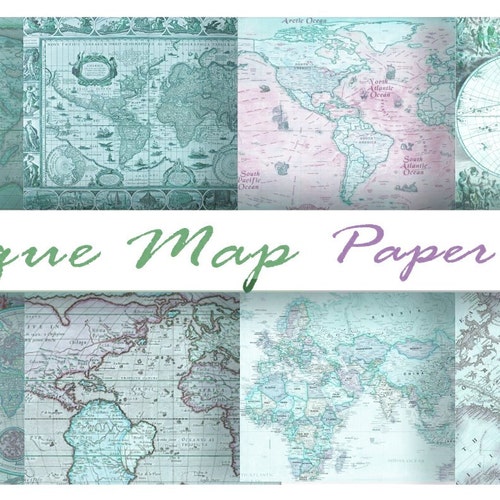 Antique BLUE WORLD MAPS Digital Paper Pack 8 Maps instant - Etsy