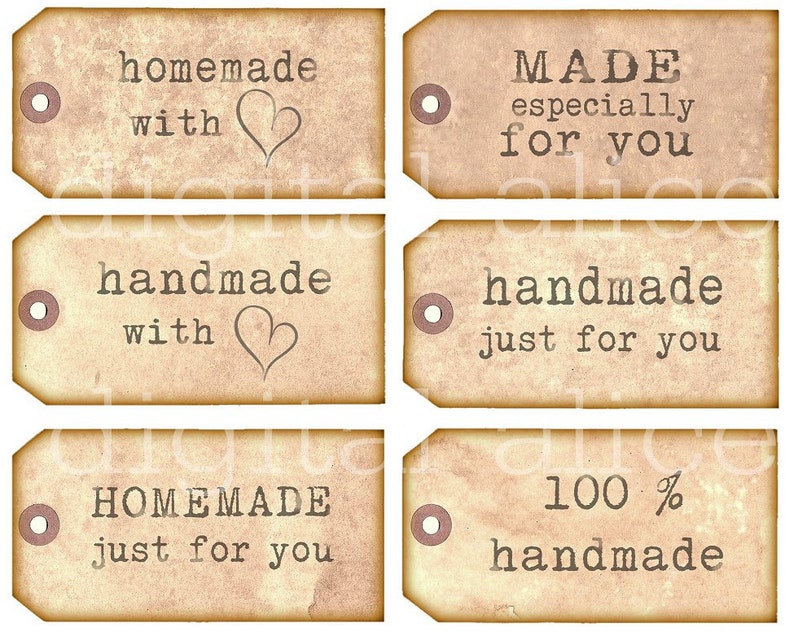 HOMEMADE HANDMADE TAGS Product Labels Instant Download - Etsy