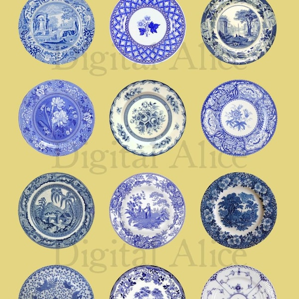 Antique Blue Plates - Etsy