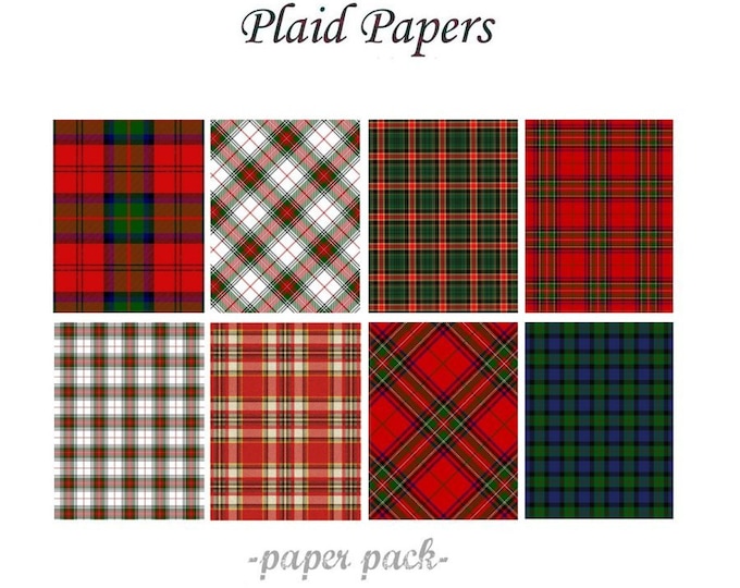 CHRISTMAS PLAID PAPERS Scottish Tartans and Xmas Plaids Digital Paper ...