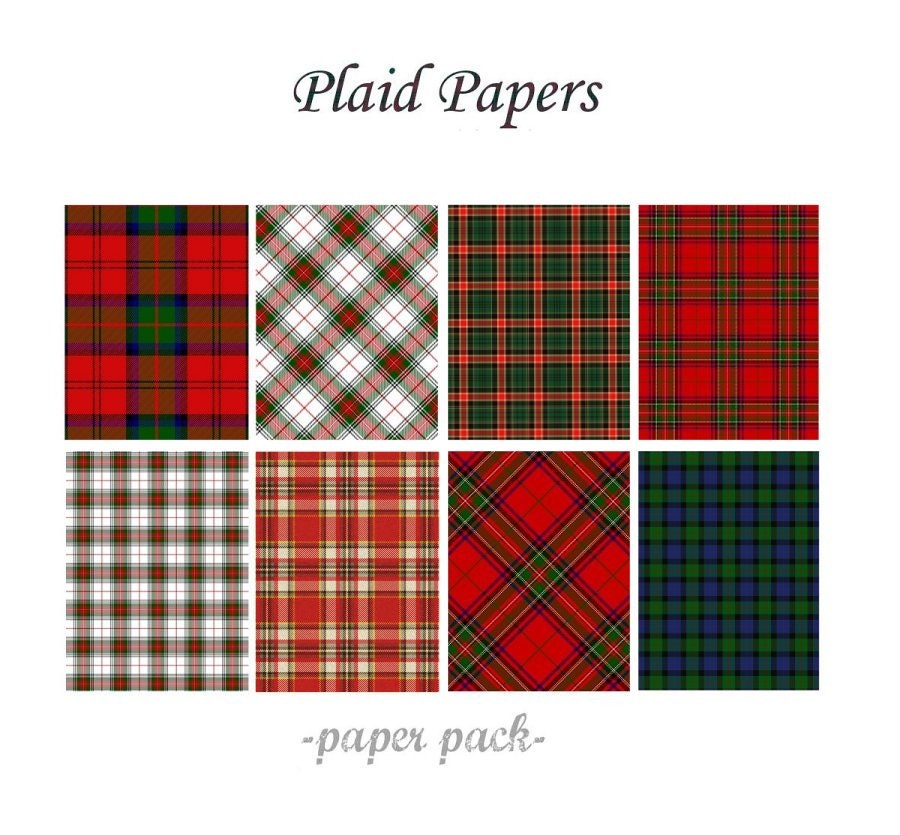 PLAID PAPERS - Green Scottish Tartans and Xmas Plaids - Digital Paper ...