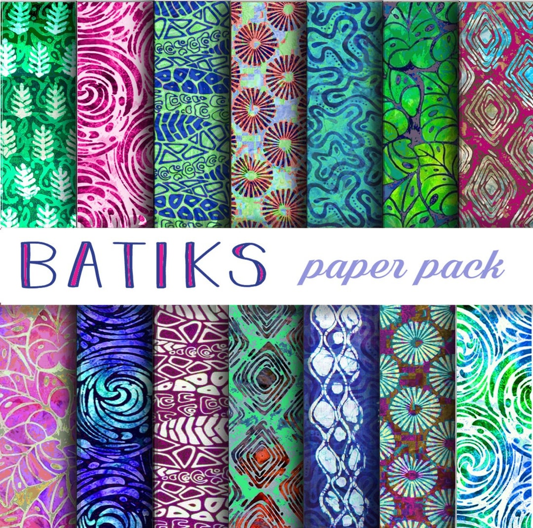 BATIK PRINTS 15 Printable Papers, Artisan, African, Indian Organic ...