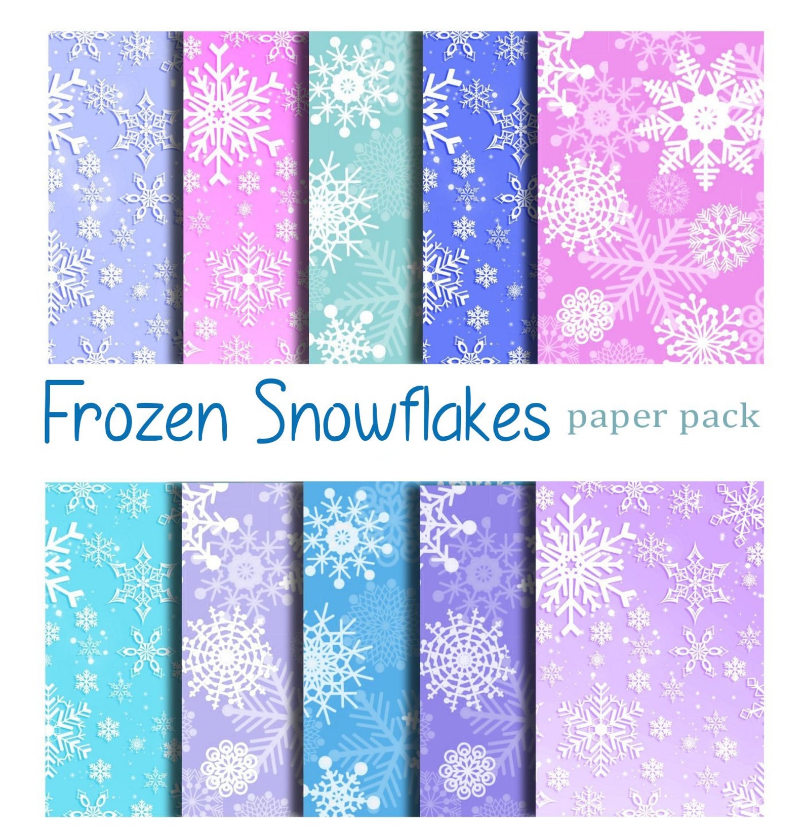 SNOWFLAKE PAPERS Snow Flakes Background Texture Digital | Etsy