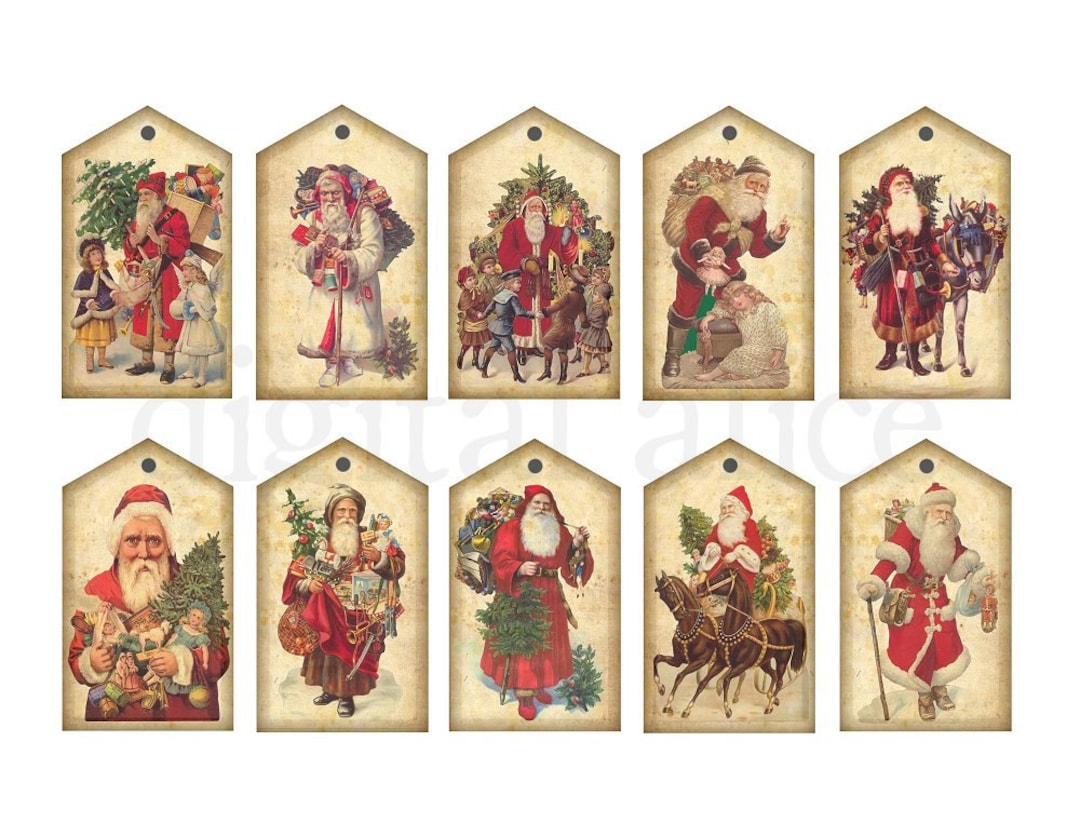 VICTORIAN SANTA CLAUS Tags - Instant Download Digital Printable St Nick ...