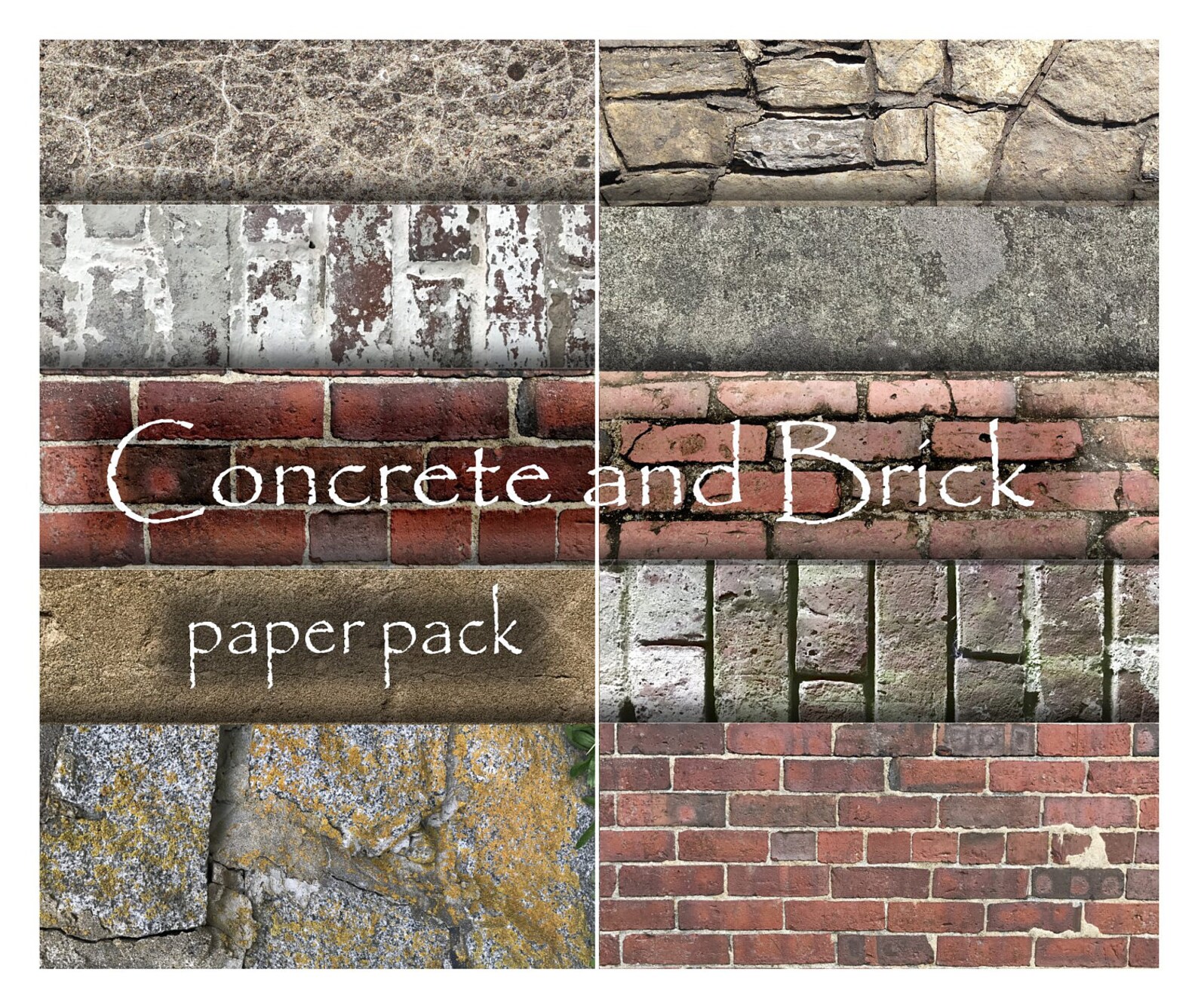 CONCRETE and BRICK Printable Digital Paper Download Paper - Etsy