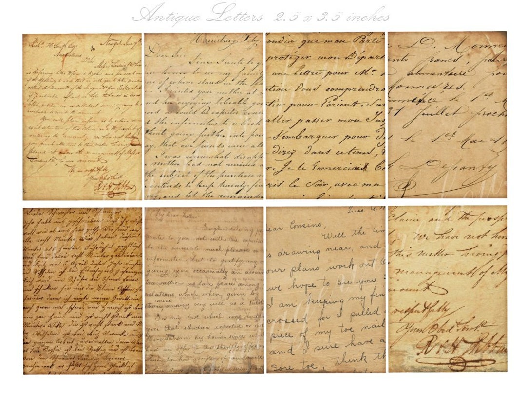 ANTIQUE 1800's HANDWRITTEN LETTERS - Aceo Atc Trade Cards - 8 3.5 X 2.5 ...