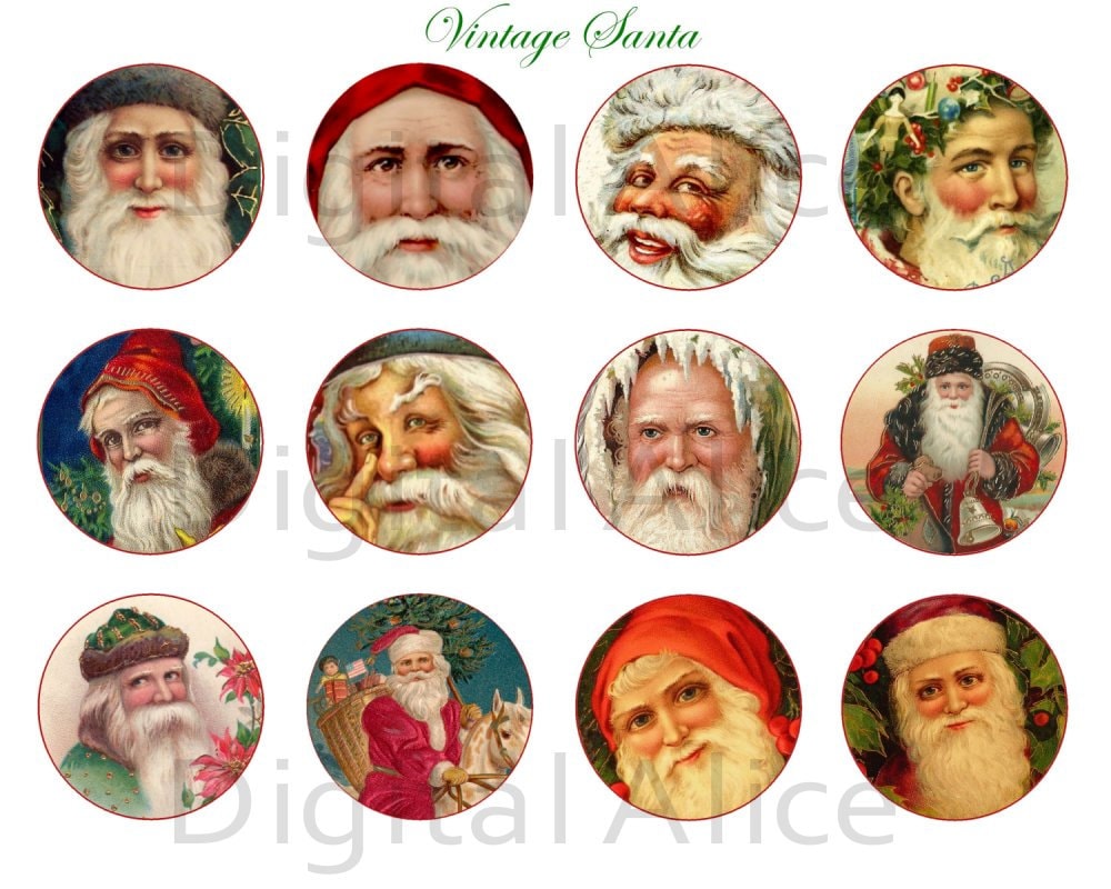 Vintage CHRISTMAS SANTAS Collage Sheet- Instant Download Digital ...