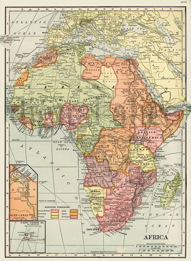 1900 Map Of Africa Africa Old Map. Created By Frederick Herman Moll,