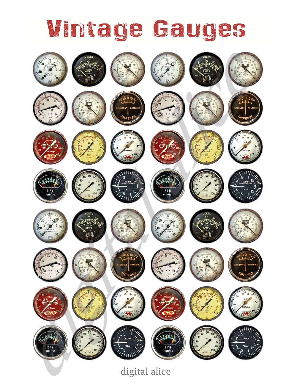 VINTAGE METERS and GAUGES Craft Circles Industrial Dials and | Etsy