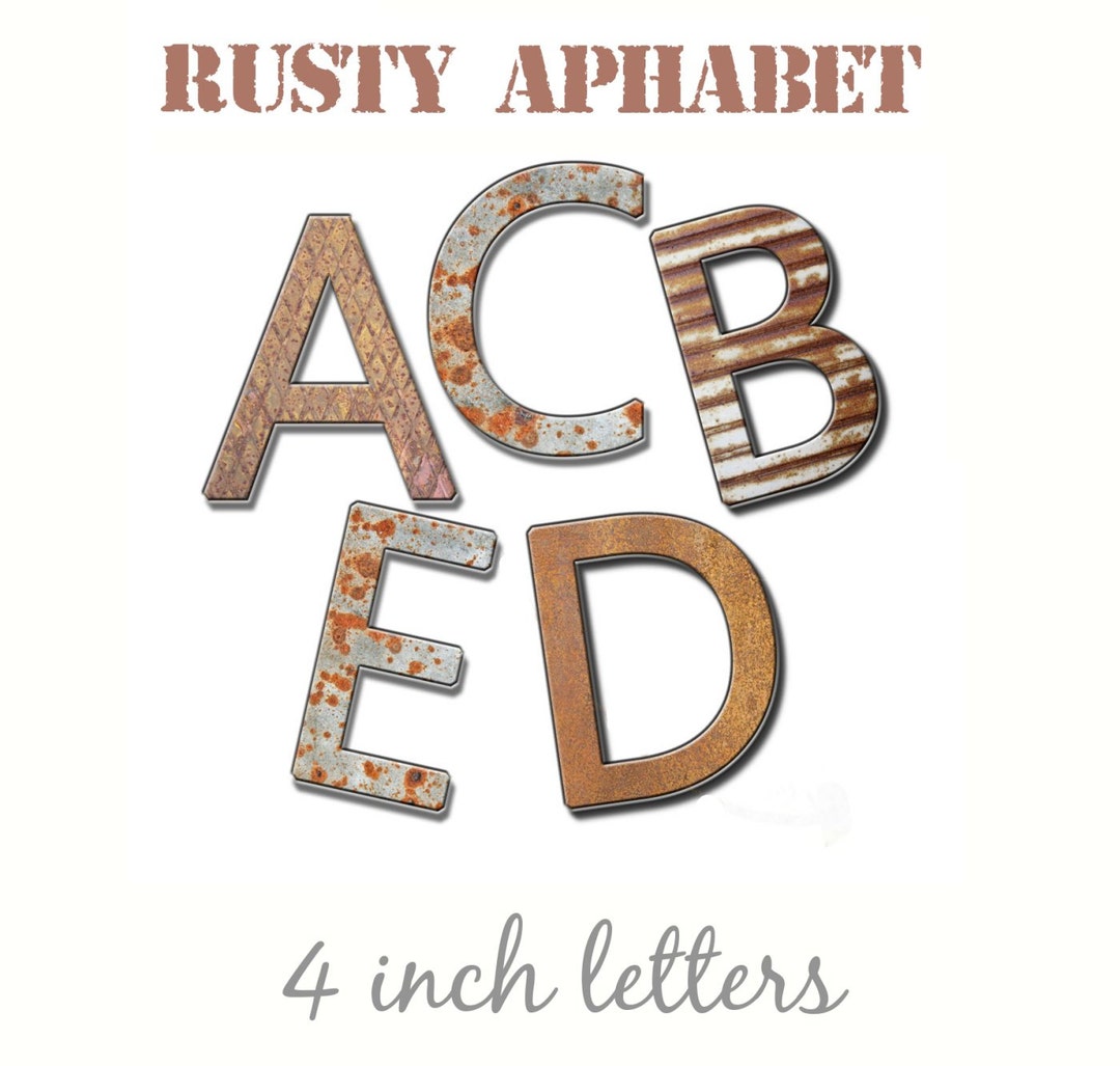 RUSTY LETTERS Digital Alphabet, Alphabet Clipart, Printable Vintage ...