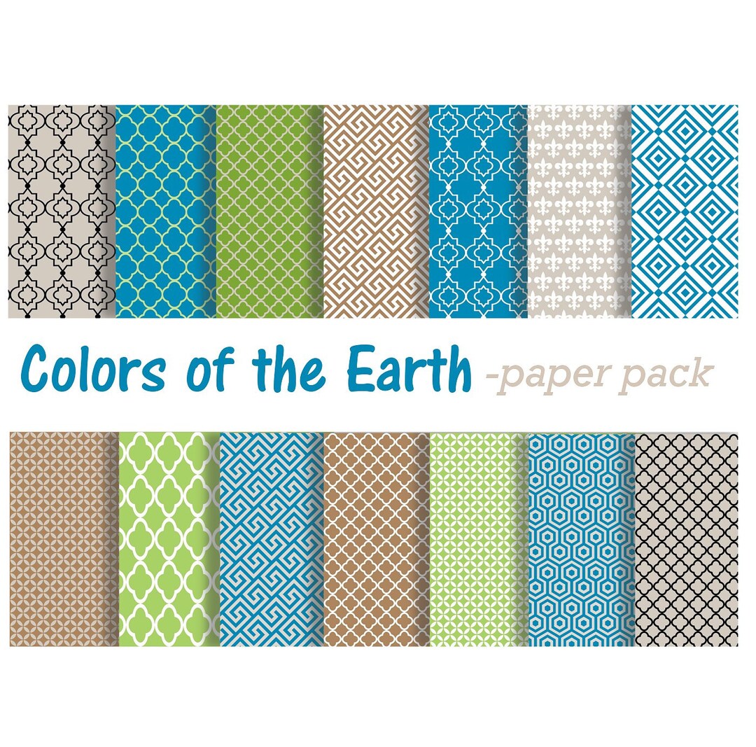 FALL WEDDING COLORS Paper Pack- Digital Papers - 14 Earthy Geometric ...