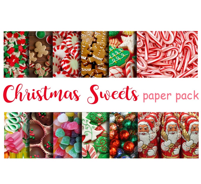 CHRISTMAS CANDY Digital PAPER Printable Xmas Sweets & Confections ...