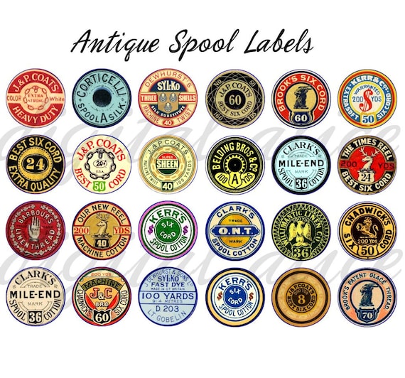 VINTAGE THREAD SPOOL Labels Printable Craft Circles Instant - Etsy