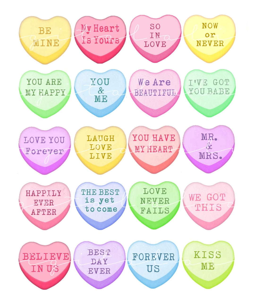 Wedding CANDY CONVERSATION HEARTS - Digital Download - Fun Printable ...