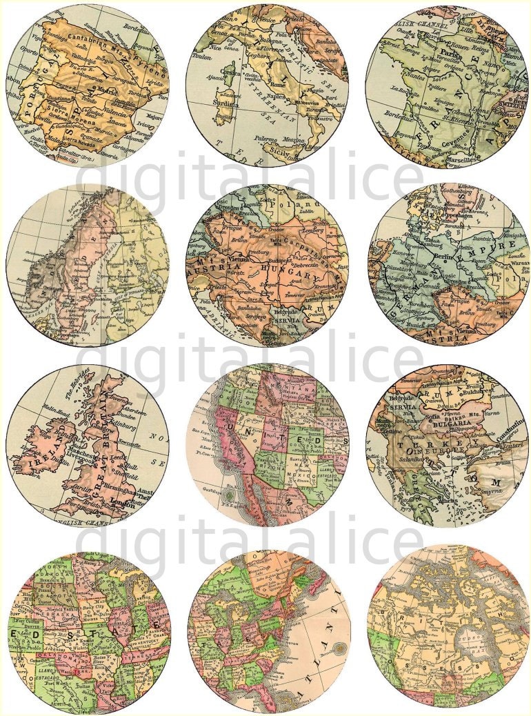 WORLD MAP Craft Circles -instant Download Digital Printable ...