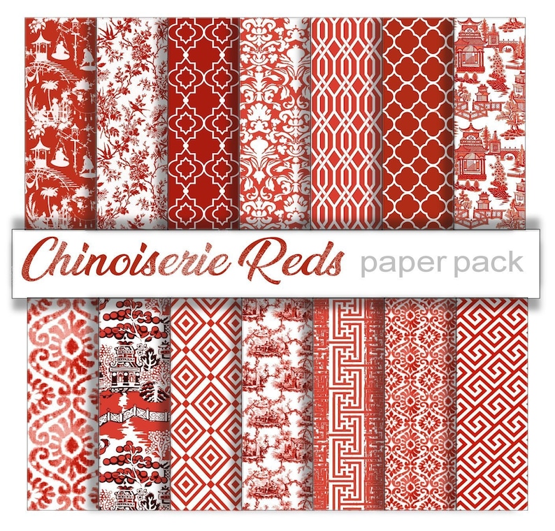 BLACK CHINOISERIE ORIENTAL Paper Pack 14 Digital Papers | Etsy