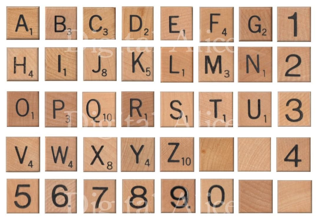 SCRABBLE TILE LETTERS - Instant Download Digital Printable- 1 Inch ...