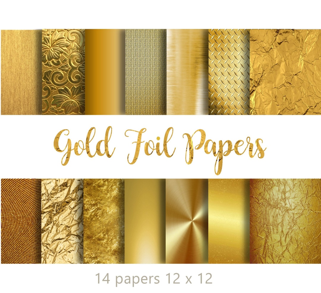 Elegant GOLD FOIL PAPERS - 14 Gold Digital Printable Papers,instant ...