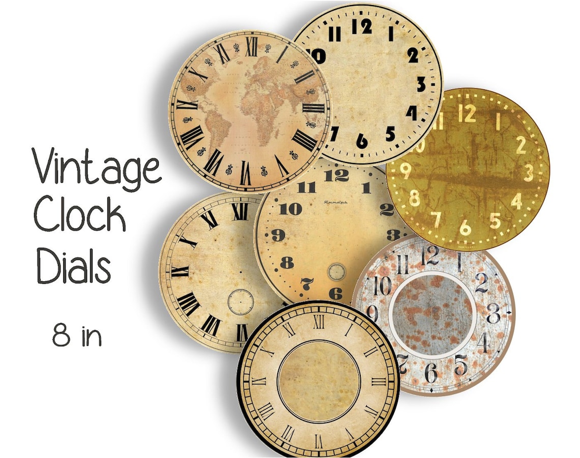 VINTAGE CLOCK FACES 12 Inch Craft Circles Eight Instant - Etsy