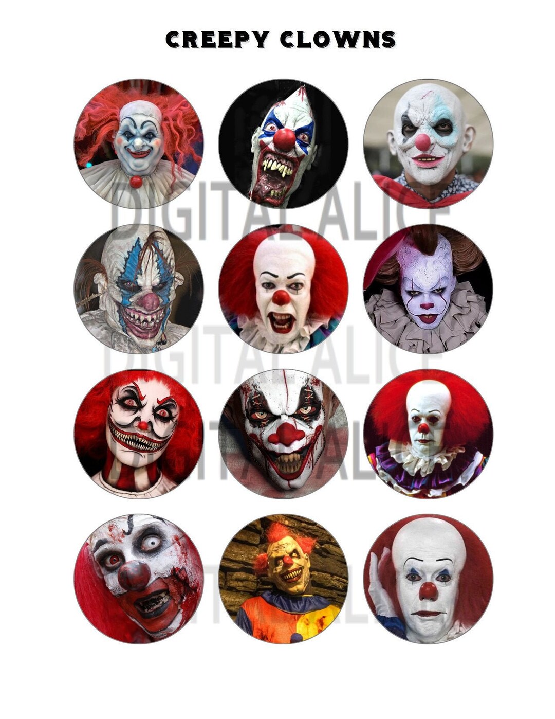 CREEPY CLOWNS -12 Circles- Scary Clown, Creep Show Horror - Instant ...