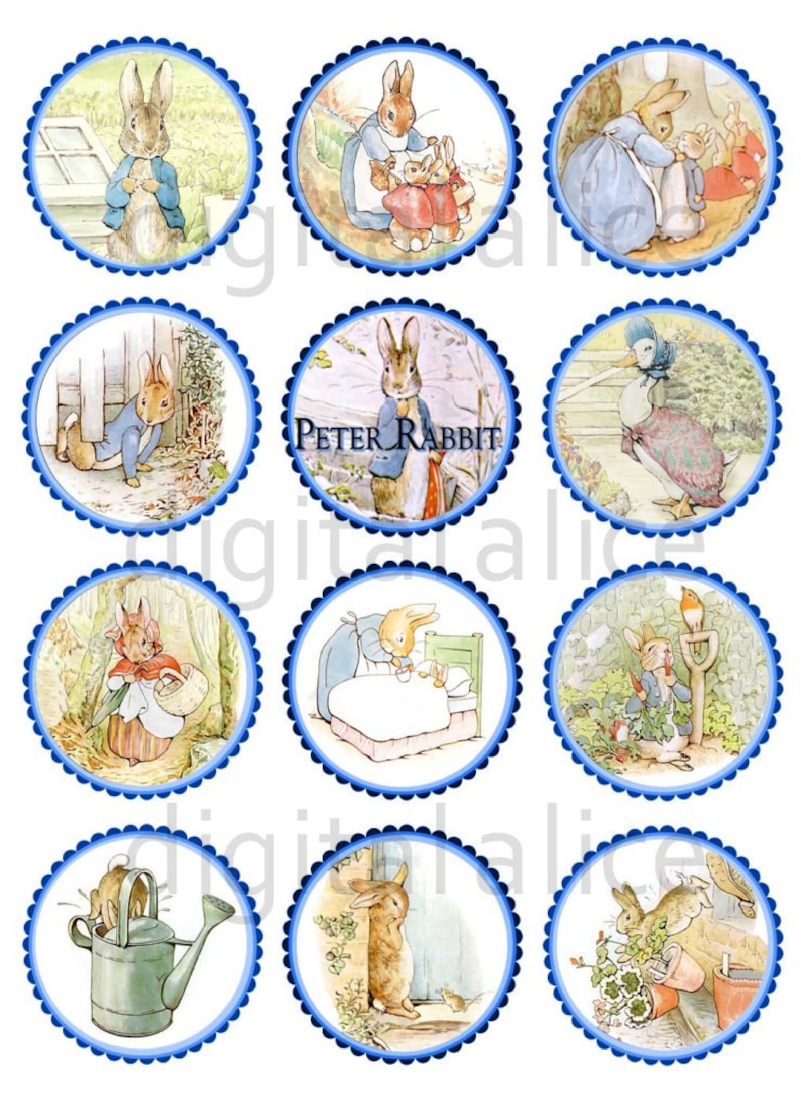 Cute PETER RABBIT Craft Circles Vintage Beatrix Potter | Etsy