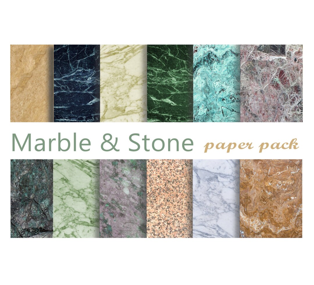 MARBLE & STONE Printable Digital Paper- Download Paper Pack - 12 ...