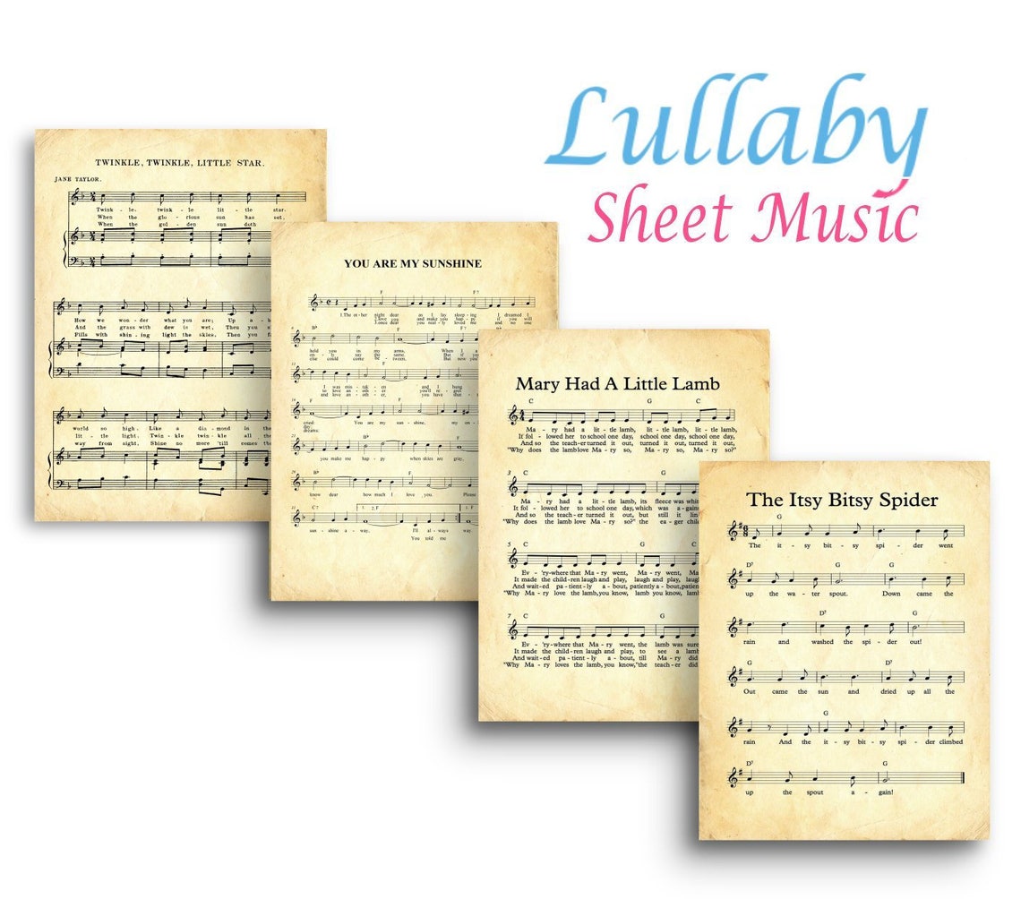 LULLABY SHEET MUSIC Plain Digital Paper Pack 4 Different - Etsy
