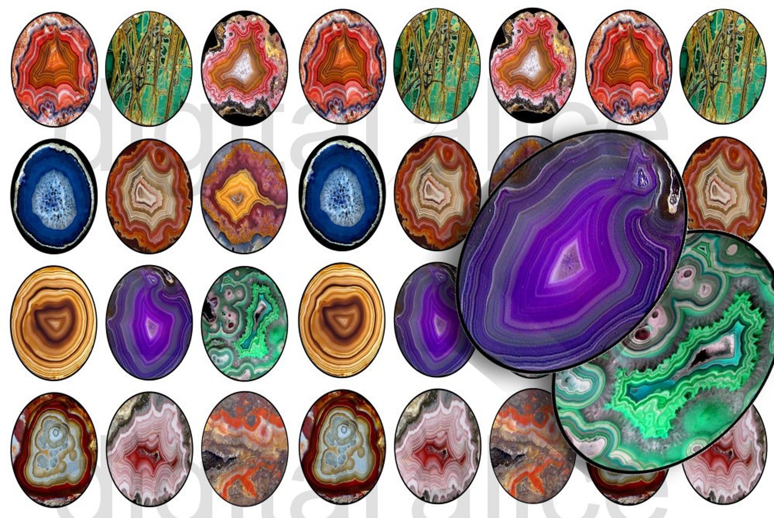 AGATE GEODE SLICES Oval Download 30x40 and 22x30mm Swirly - Etsy