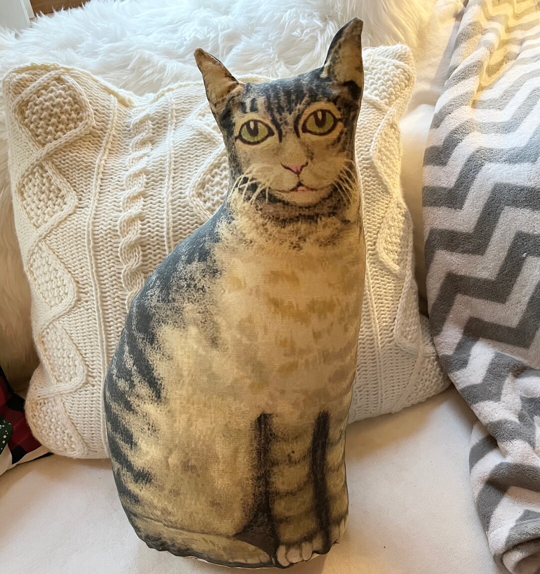 Primitive HUGE TABBY CAT Pillow Doll 1892 Reproduction Litho Rag Doll ...