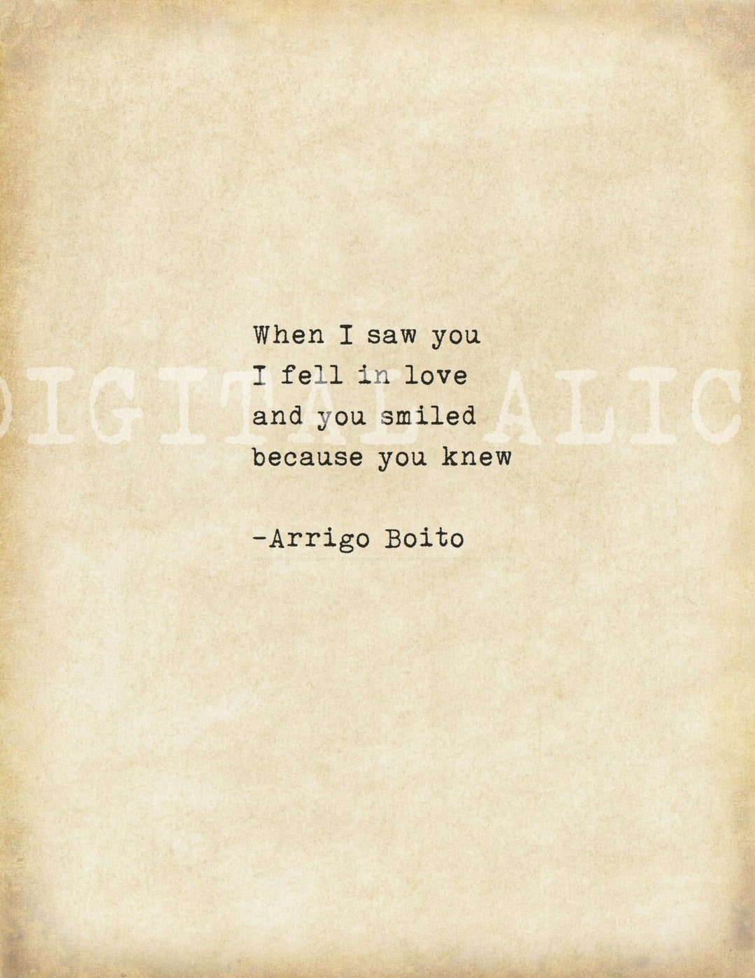 Vintage TYPEWRITER PRINT Love Wedding Quote Poem - When I Saw You ...