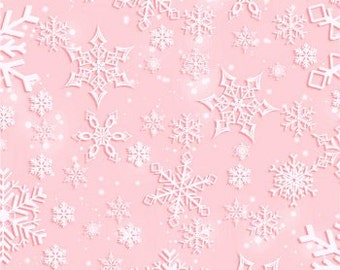 Winter Wonderland Pink Digital Scrapbook Paper Bokeh Snowflake ...