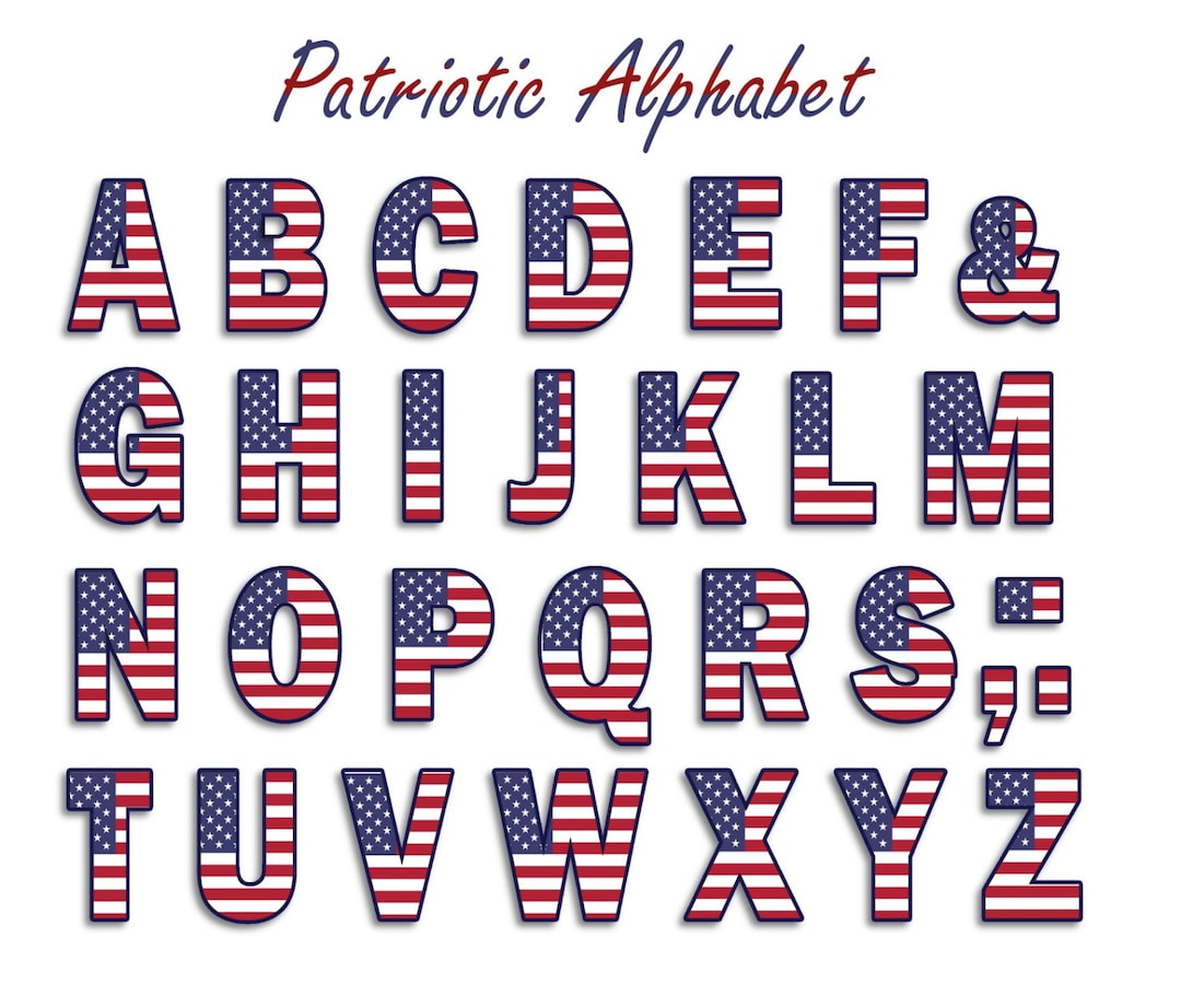 Patriotic Alphabet Clip Art – Stars and Stripes, Red White Blue ...