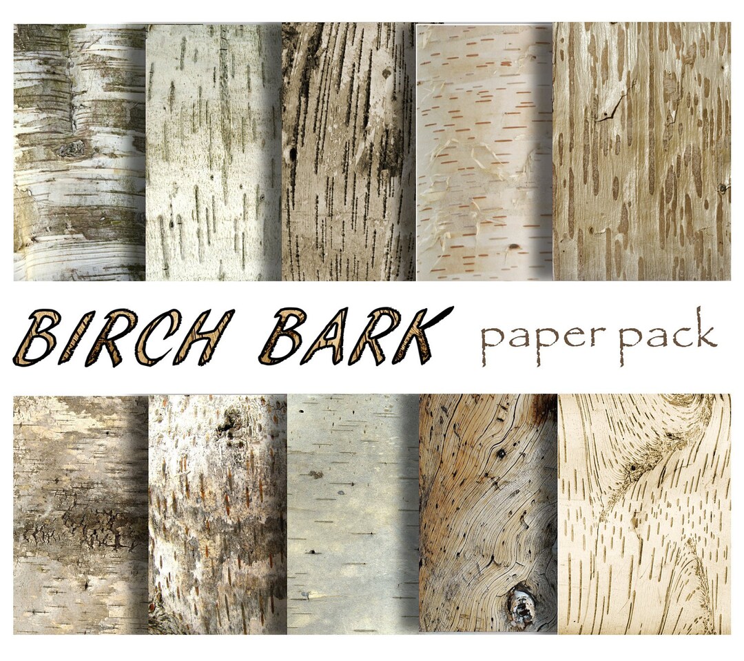 BIRCH BARK PAPER, 10 Printable Papers Download, Rustic Wood Texture ...