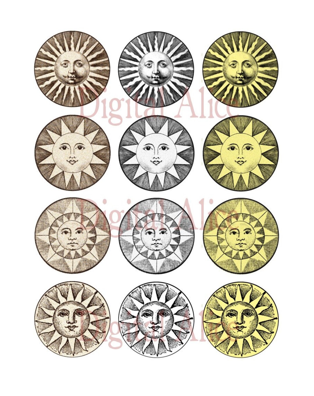 SUNS and SUNSHINE FACES Craft Circles - Sunny - Instant Download ...