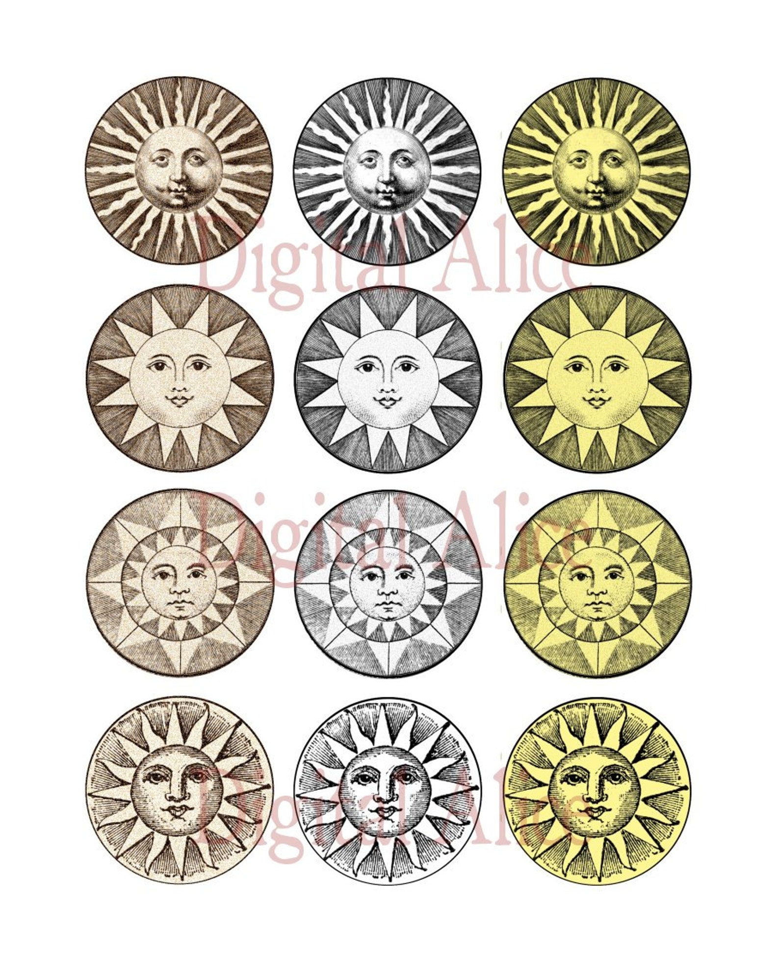 RARE GOLD COINS Craft Circles Printable Ancient Antique - Etsy