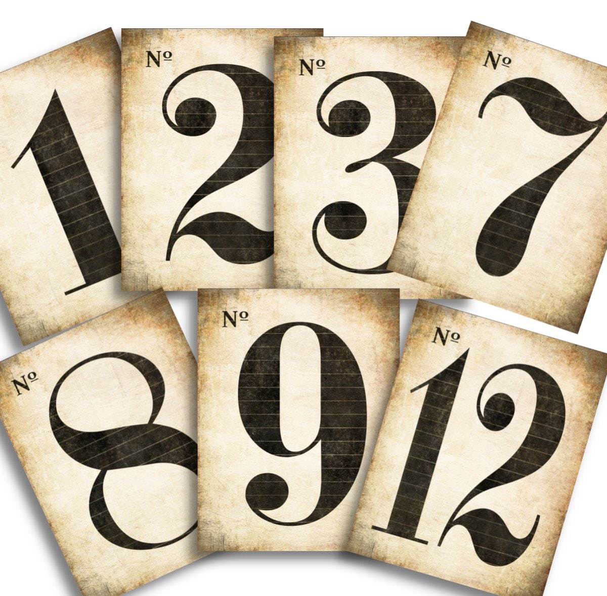 Worn FARMHOUSE NUMBERS Paper Pack Download - 1-10 Vintage House Number ...