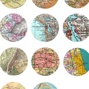 VINTAGE WORLD MAP Circles - 10 Inch Custom Map Craft Circles Clipart ...