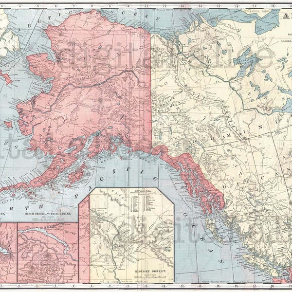 Vintage Alaska Map - Etsy