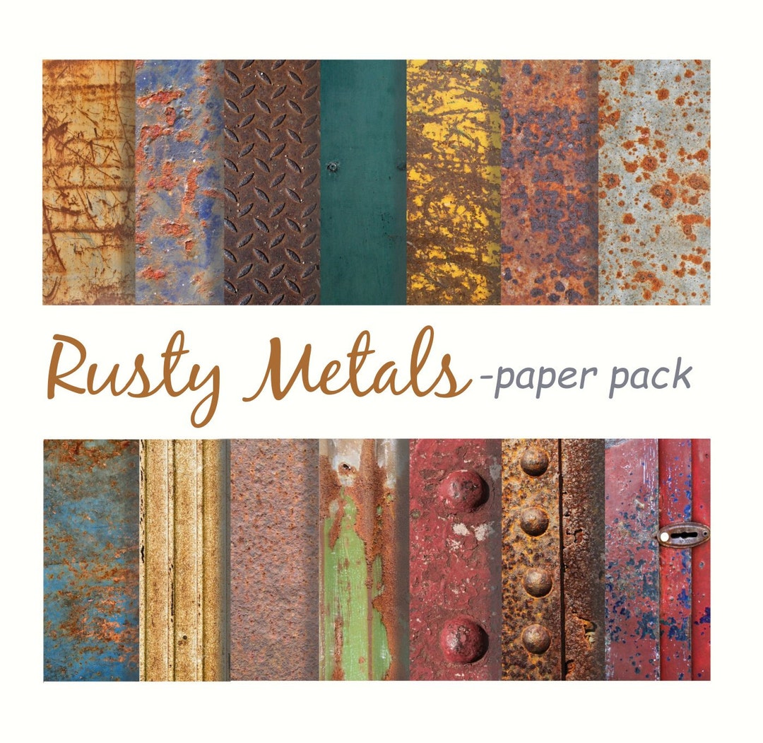 RUSTY OLD METALS Paper Pack- Digital Download Paper Pack 14 Rusted ...