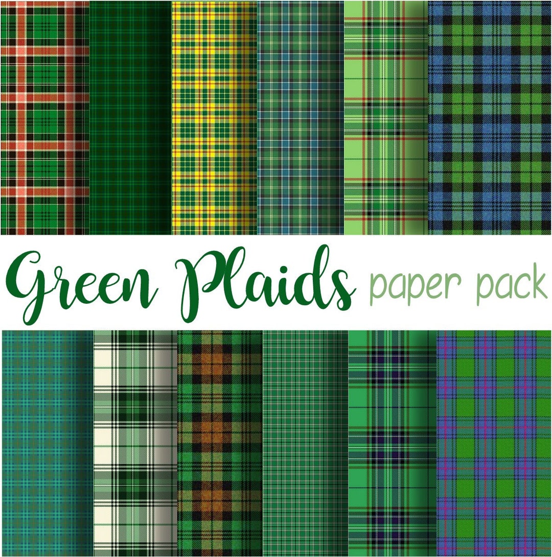 PLAID PAPERS - Green Scottish Tartans and Xmas Plaids - Digital Paper ...