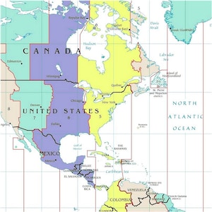 Modern TIME ZONE MAP -instant Download Digital Printable- Universal ...