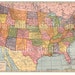 VINTAGE 1938 USA MAP -instant Download Digital Printable- - 8 X 10,11 X ...
