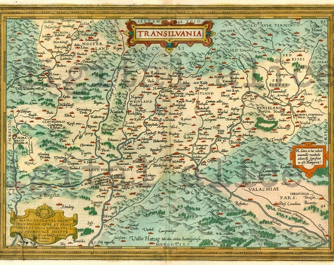 Map of Transylvania, Romania; Antique Map; Historic Cartography, 1716 ...