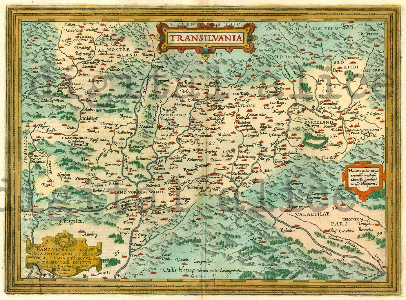 Vintage TRANSYLVANIA MAP Drácula 1600's Transylvania - Etsy España